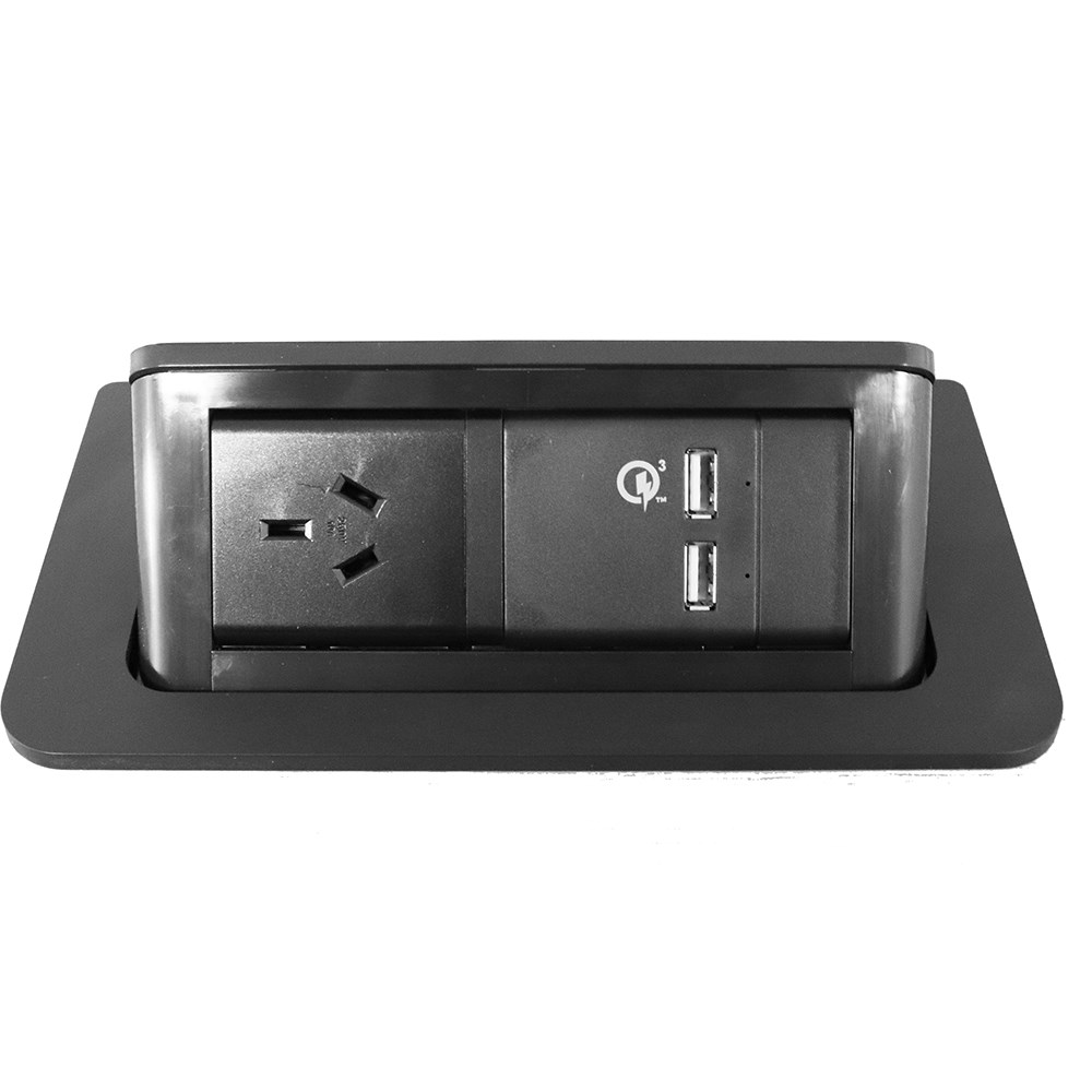 Office Furniture - Rapidline Pop-Up Power Module 1 GPO + 2 USB Black ...