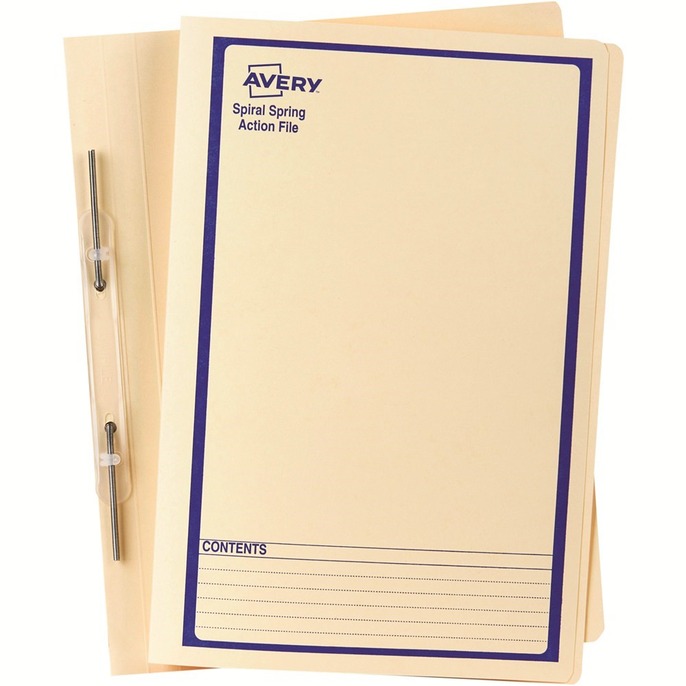 Files - Avery Spiral Action File Foolscap Buff With Blue Print ...