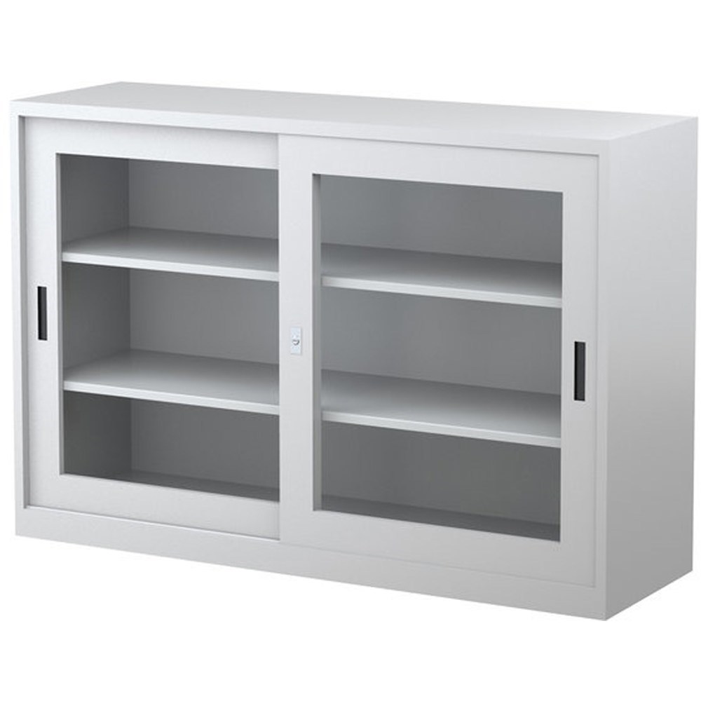 Storage - Steelco Sliding Glass Door Cupboard 2 Shelves 1500W x 465D x ...
